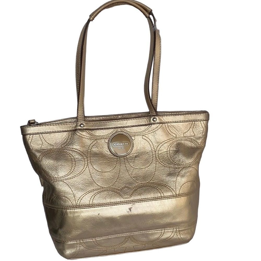 Coach Gold Leather Shoulder Bag - Gem